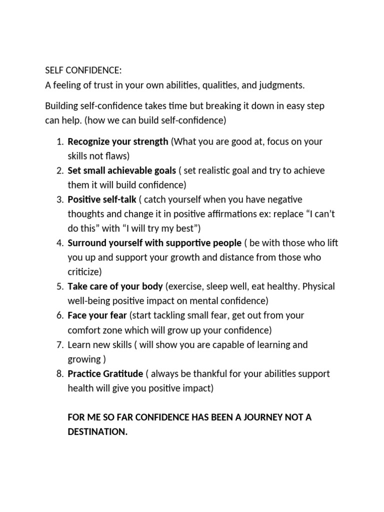 SELF CONFIDENCE | PDF | Psychology | Psychological Concepts