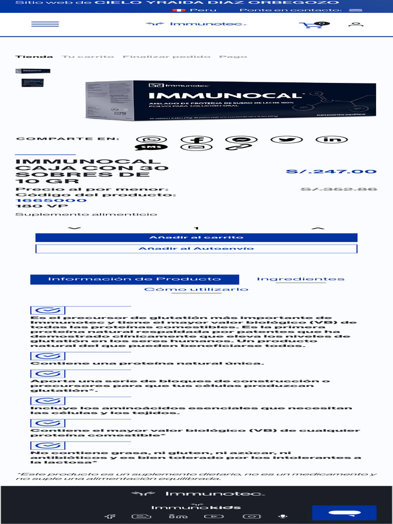 IMMUNOCAL CAJA CON 30 SOBRES DE 10 GR - Immunotec Inc | PDF | Cocina ...
