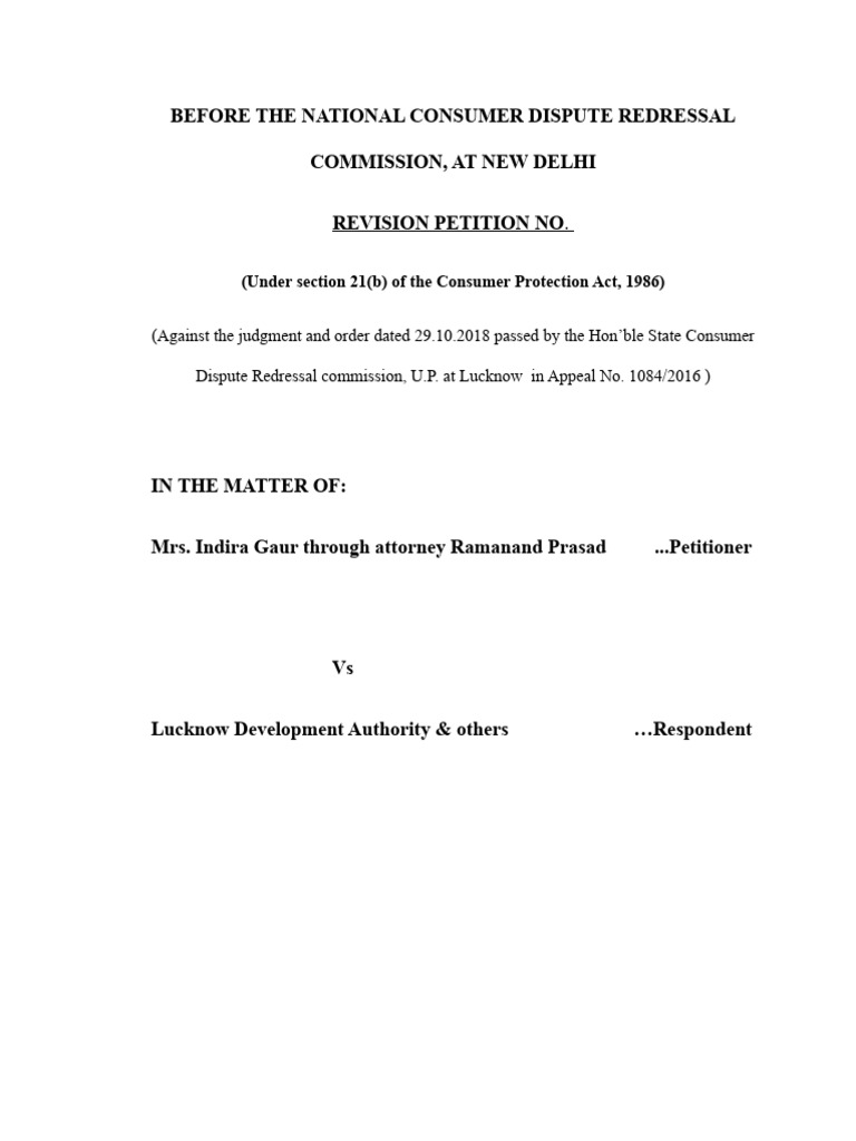 NCDRC Format Petition | PDF | Judgment (Law) | Complaint