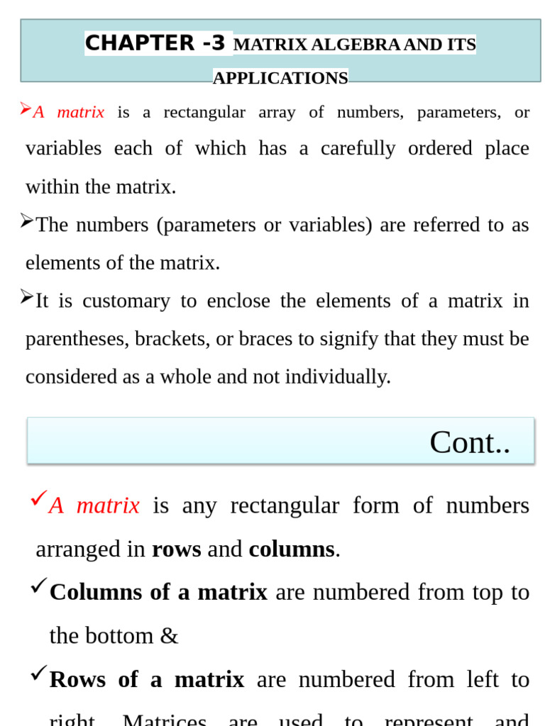 3 AND 4 Matrix Maths For MGMTPPT | PDF | Matrix (Mathematics) | System ...