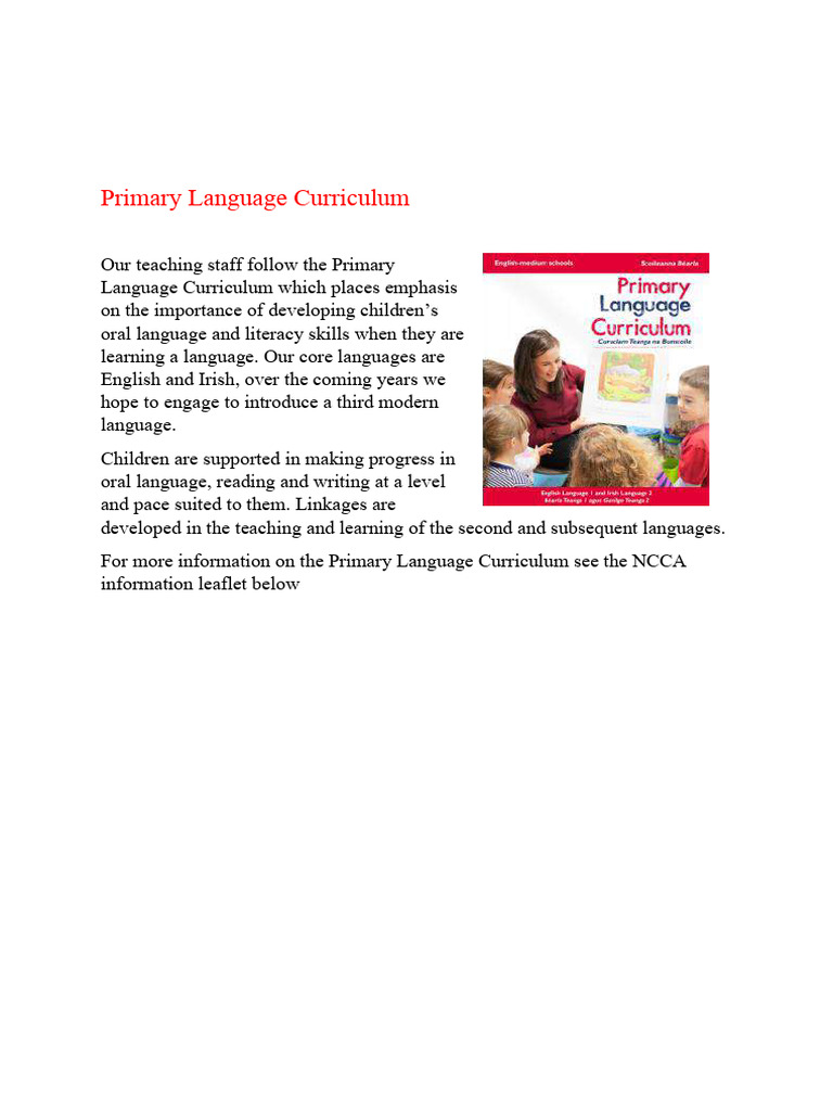Primary Language Curriculum | PDF