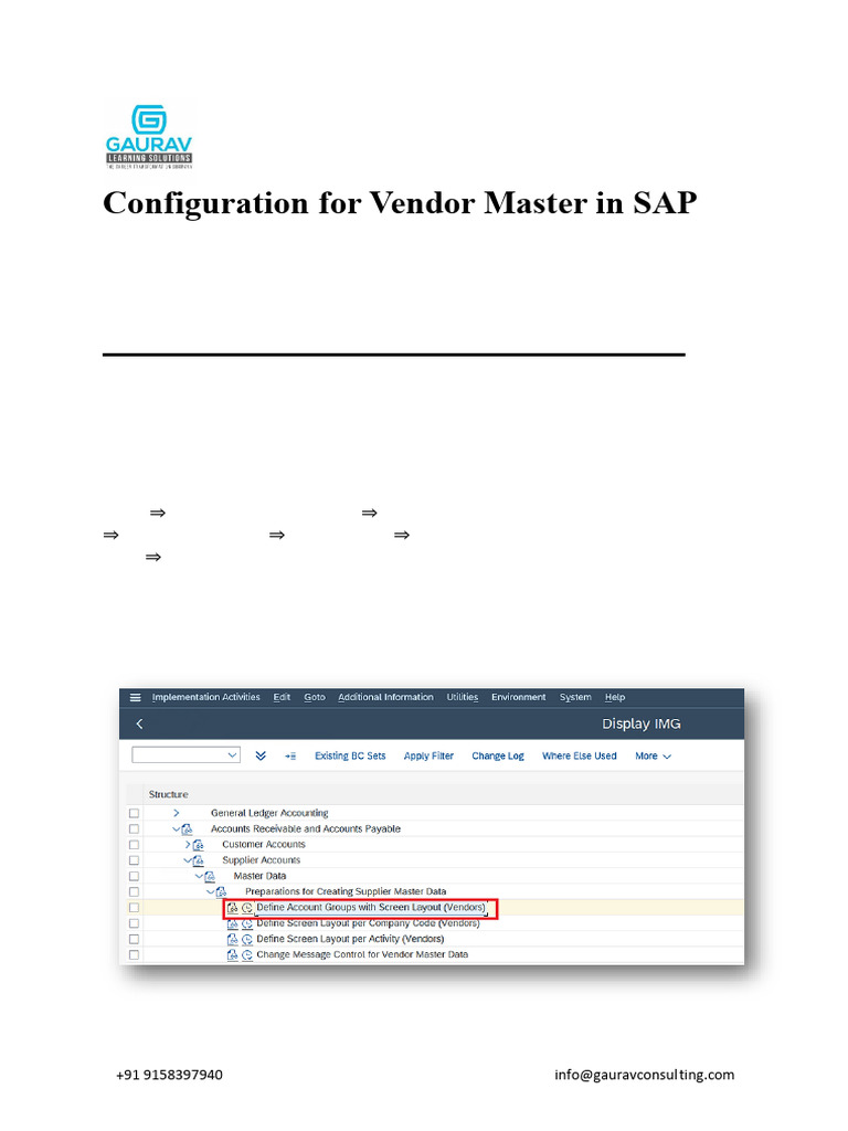 Configuration For Vendor Master in SAP | PDF | Accounts Payable | Business