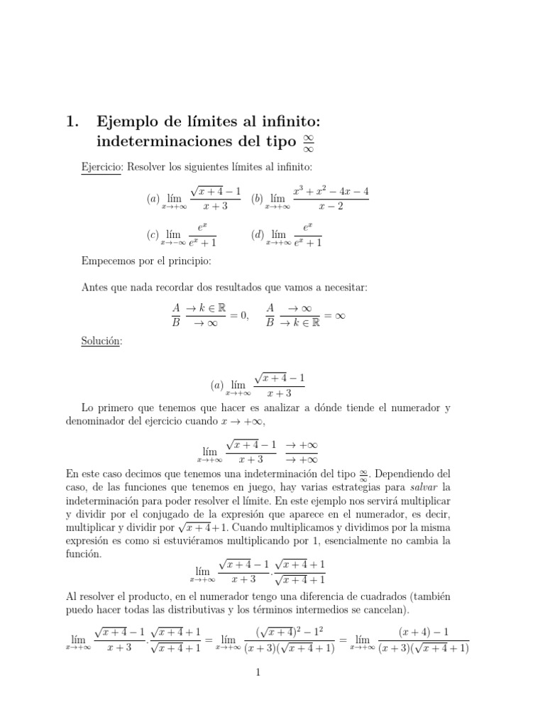 Ejercicio resuelto de limite al infinito | PDF | Matemática Elemental | Aritmética