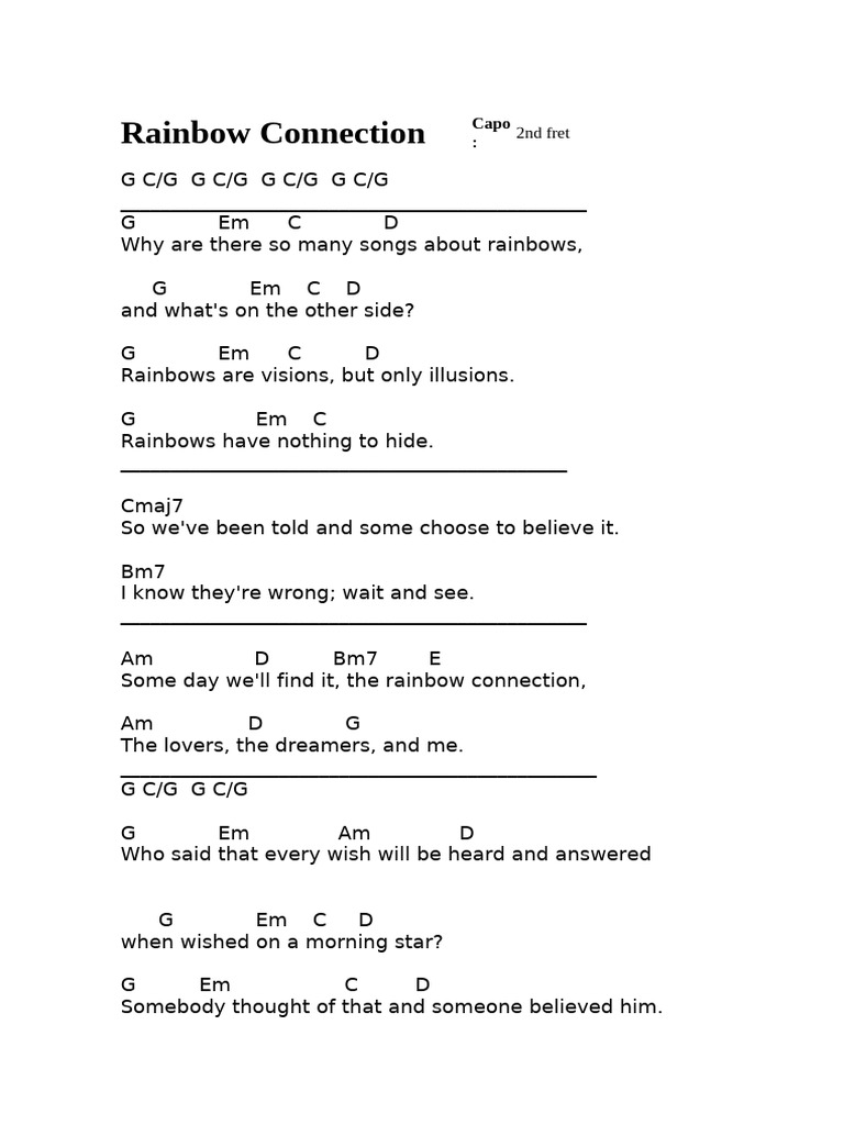Rainbow Connection Chords and Lyrics | PDF