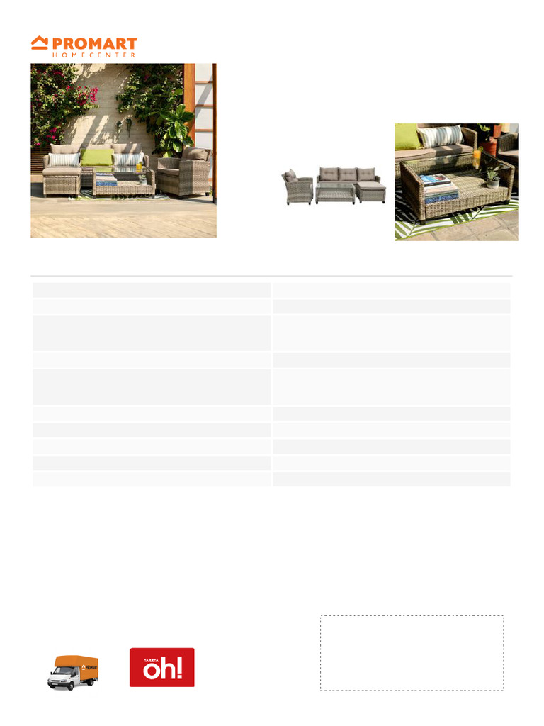 Set de Terraza Orange Mora: Sofá y Butaca | PDF