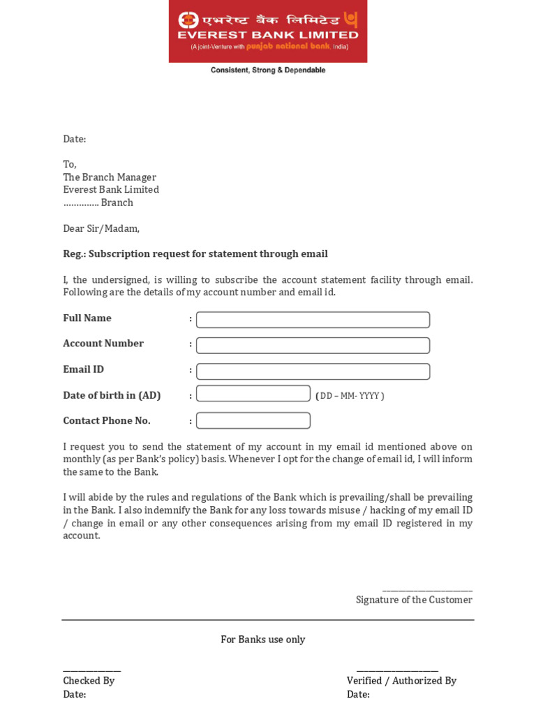 Customer Request Form For e Statement | PDF | Career & Growth | Business