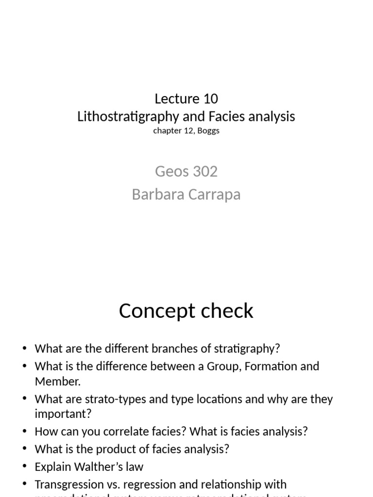 Lectures 10 Lithostratigraphy and Facies Analysis | PDF | Stratigraphy | Sedimentology