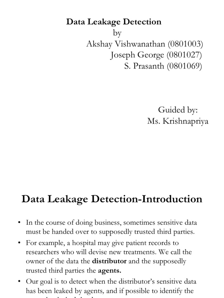 Data Leakage Detection | Download Free PDF | Object (Computer Science) | Databases