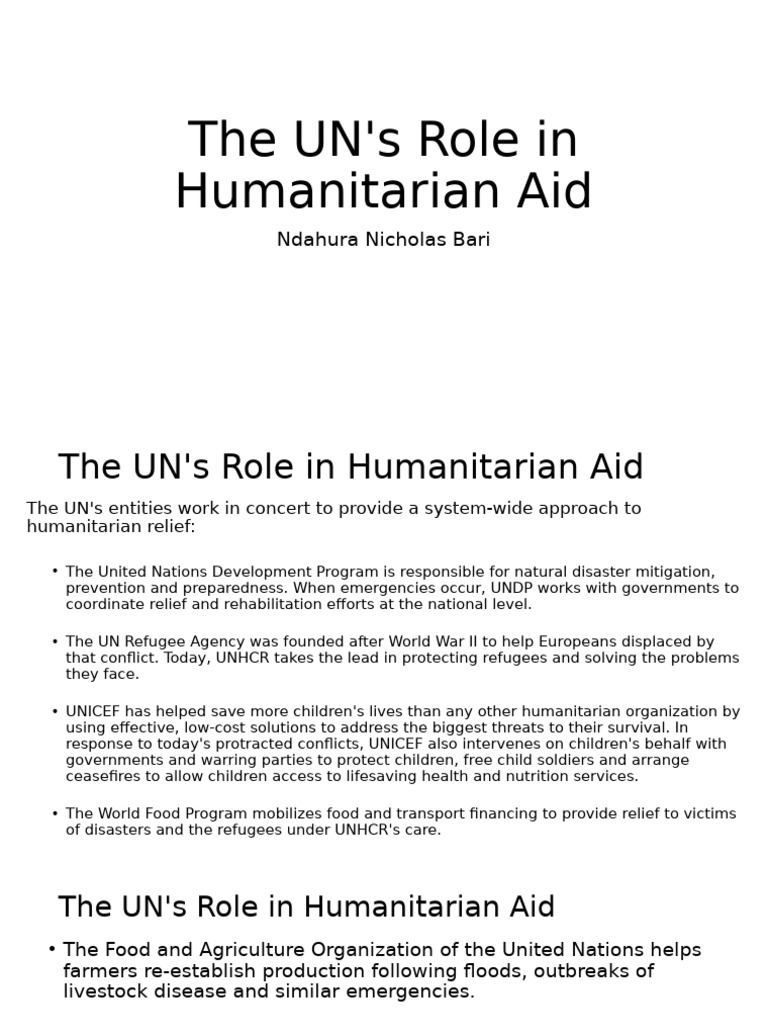 The UN's Role in Humanitarian Aid | PDF