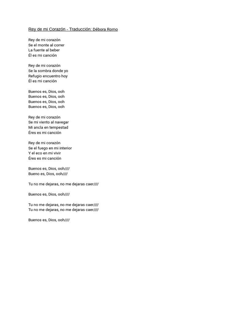 Rey de mi Corazón - Letra Débora Romo | PDF