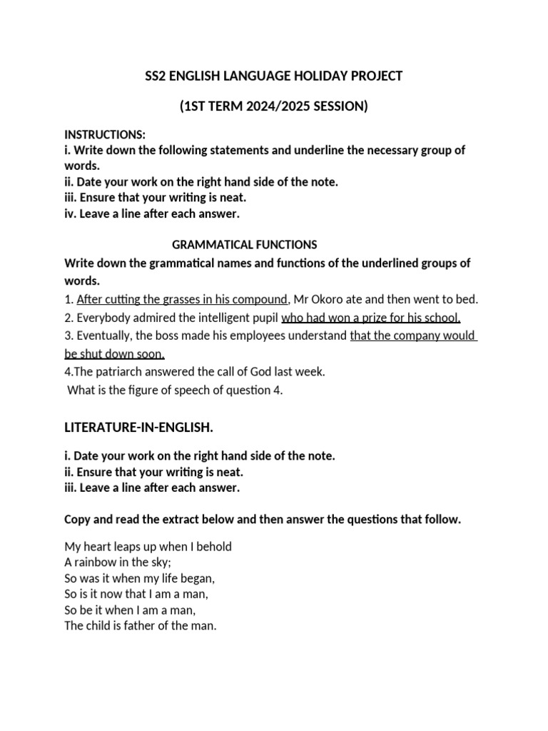 SS2-HOLIDAY-PROJECT-1 | PDF | Unemployment | Artery