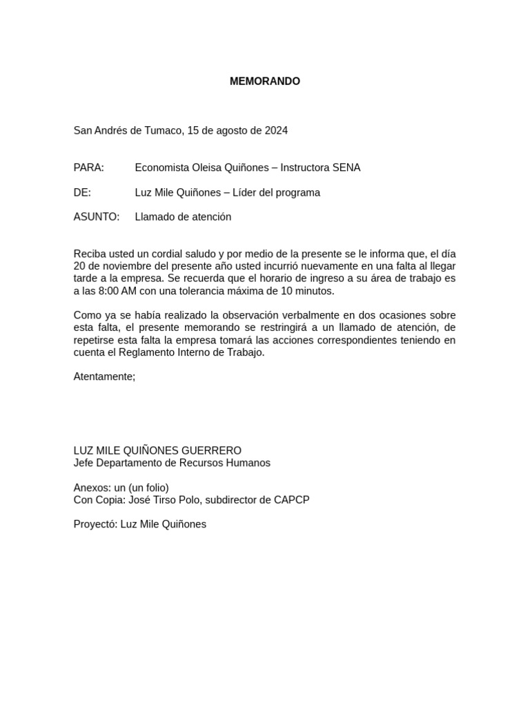 MEMORANDO | PDF | Negocios | Derecho