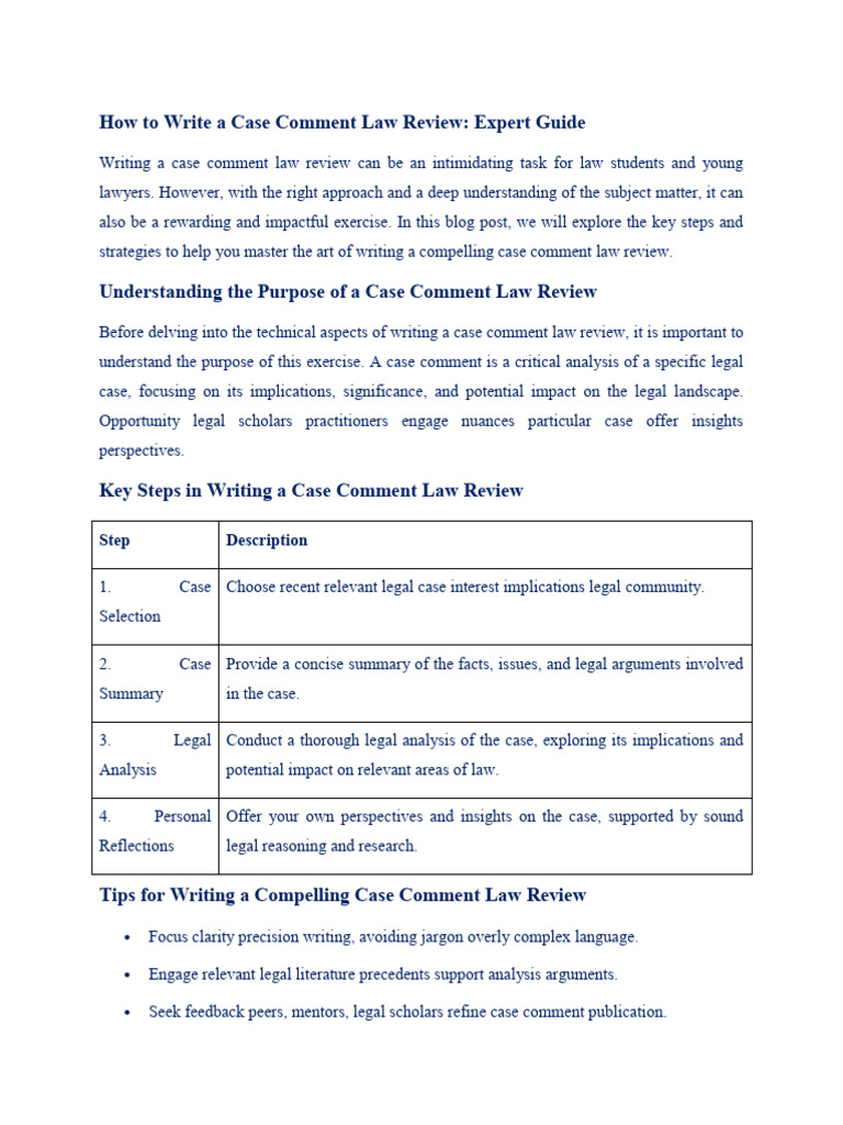 How To Write A Case Comment | PDF | Critical Thinking | Ruth Bader Ginsburg