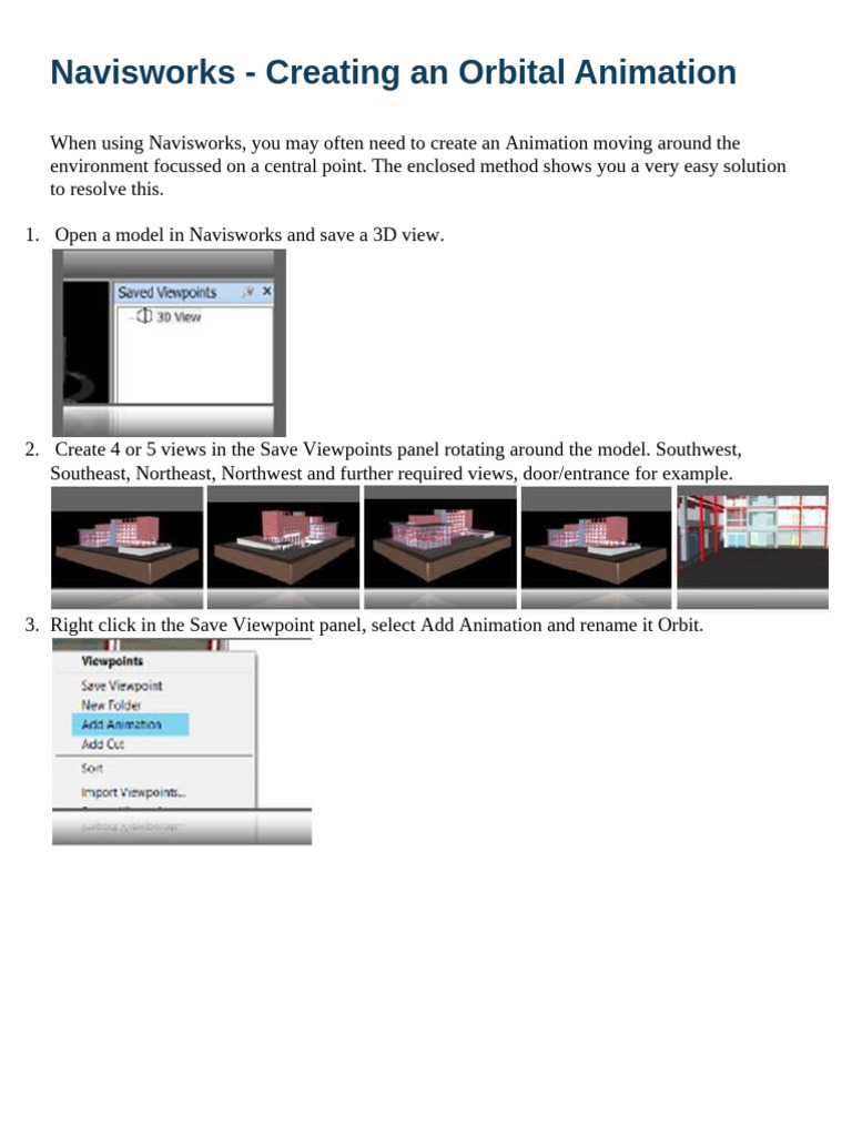 Navisworks - Creating an Orbital Animation | PDF
