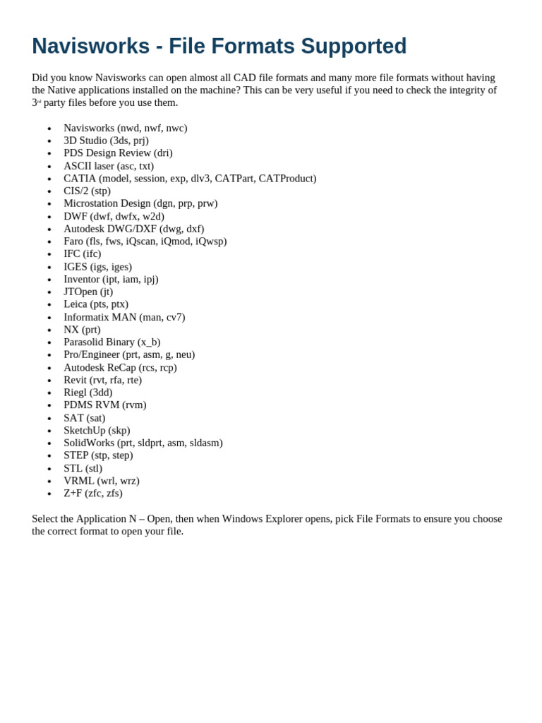 Navisworks - File Formats Supported | PDF