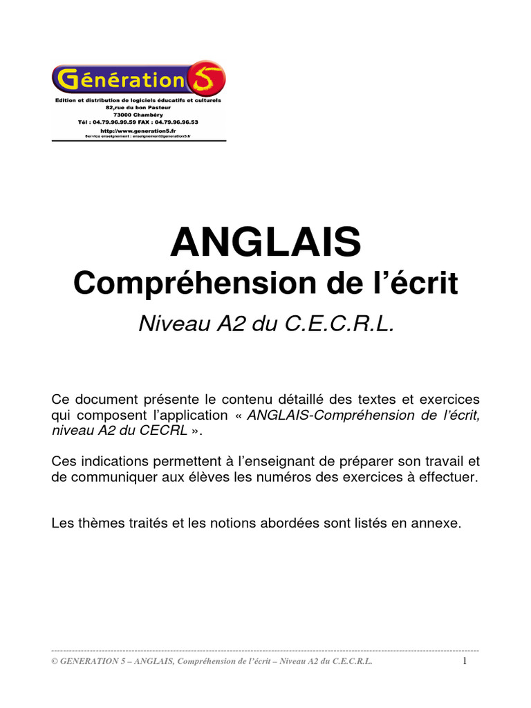 A2 English Reading Comprehension Guide | PDF