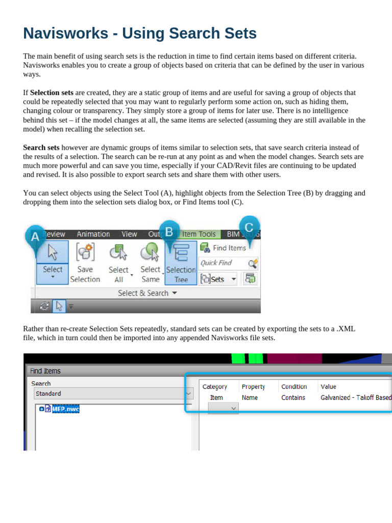 Navisworks - Using Search Sets | PDF