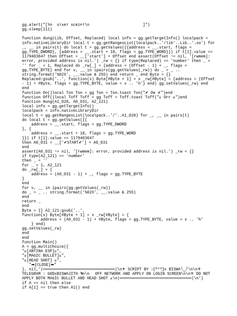 Free Fire - Script - GG - Hack | PDF | Computer Architecture | Computing