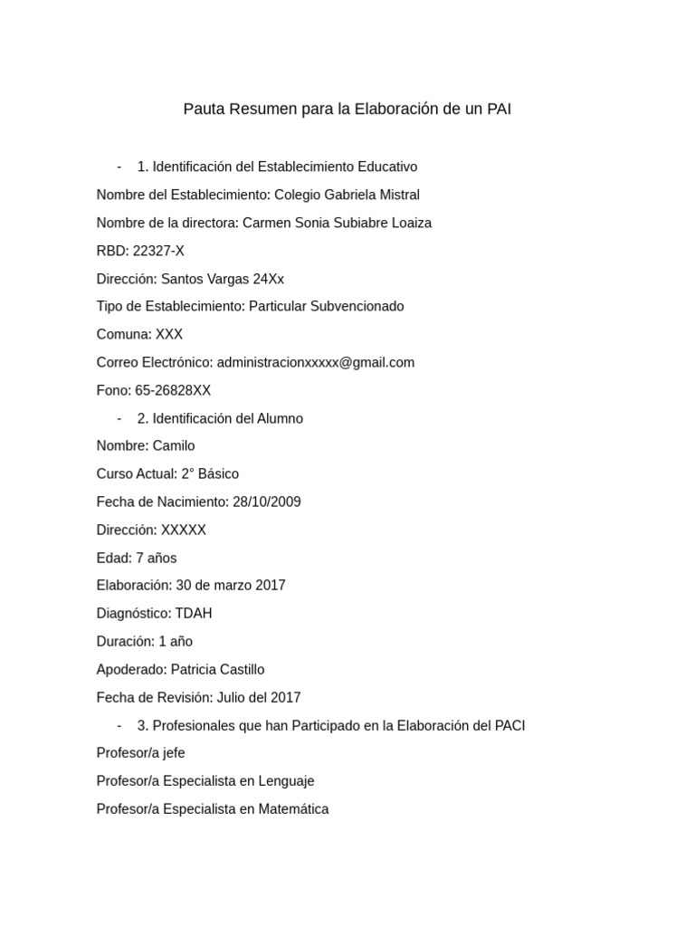Pauta Resumen para La Elaboración de Un PAI | PDF | Maestros | Salón de ...