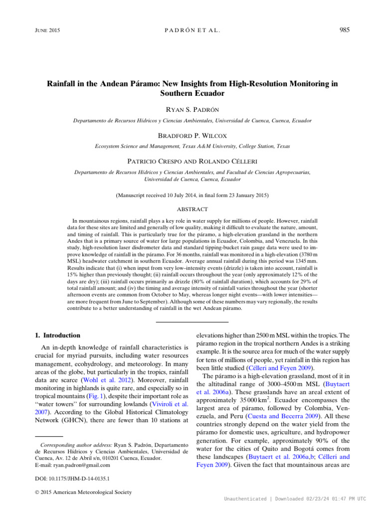 Hydr JHM D 14 0135 - 1 | PDF | Rain | Precipitation