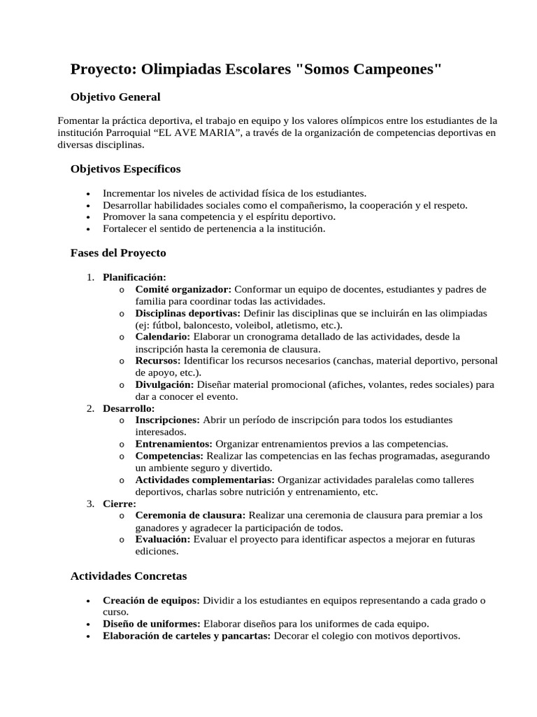 Proyecto OLIMPIADAS 2024 | PDF | Evaluación