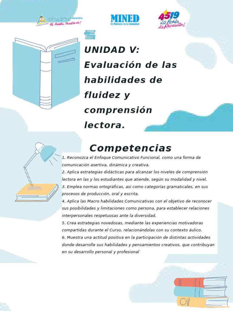 UNIDAD V Evaluación de Las Habilidades de Fluidez y Comprensión Lectora ...