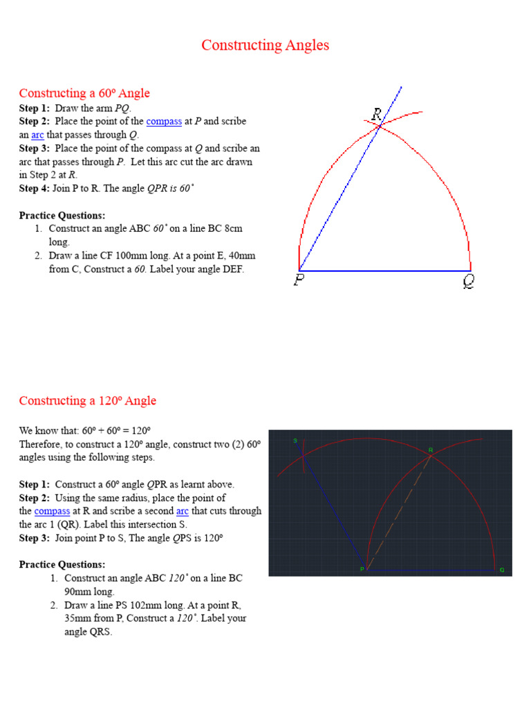 Constructing Angles Lesson 1 | PDF