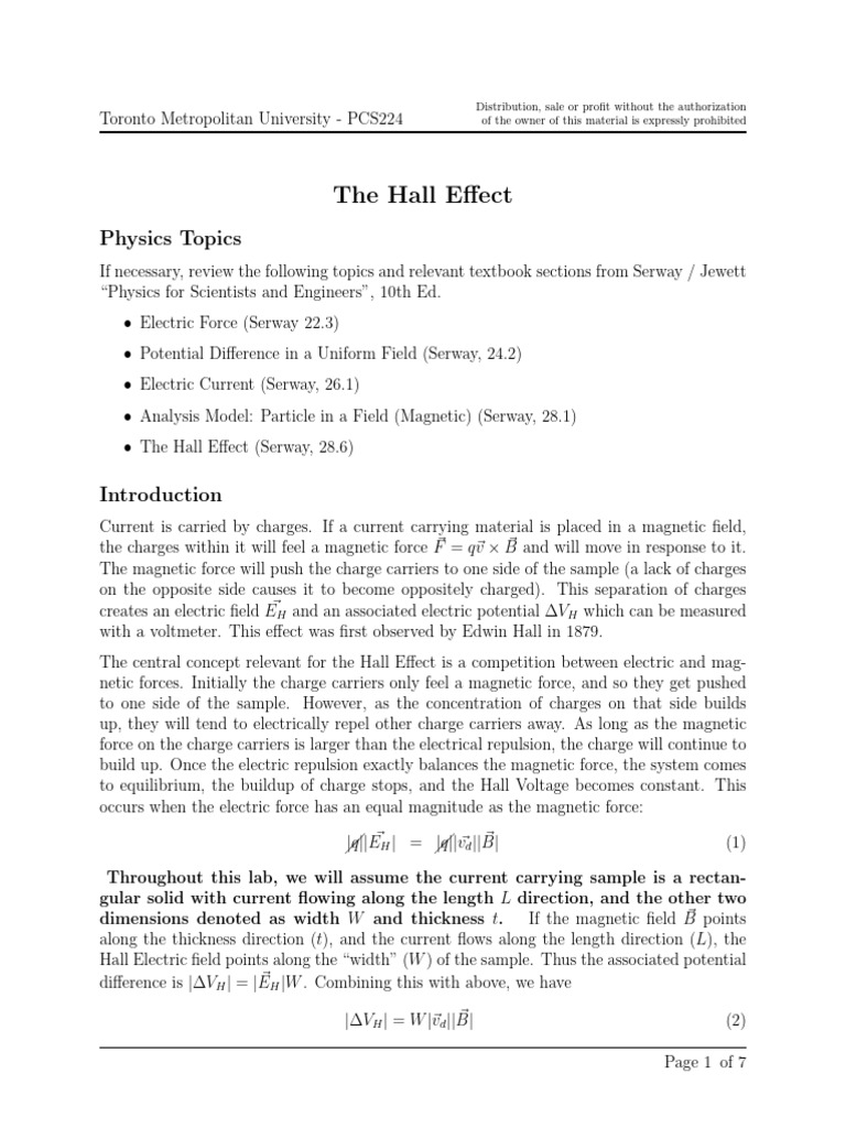 Lab 2 - Hall Effect | PDF | Quantity | Physical Phenomena