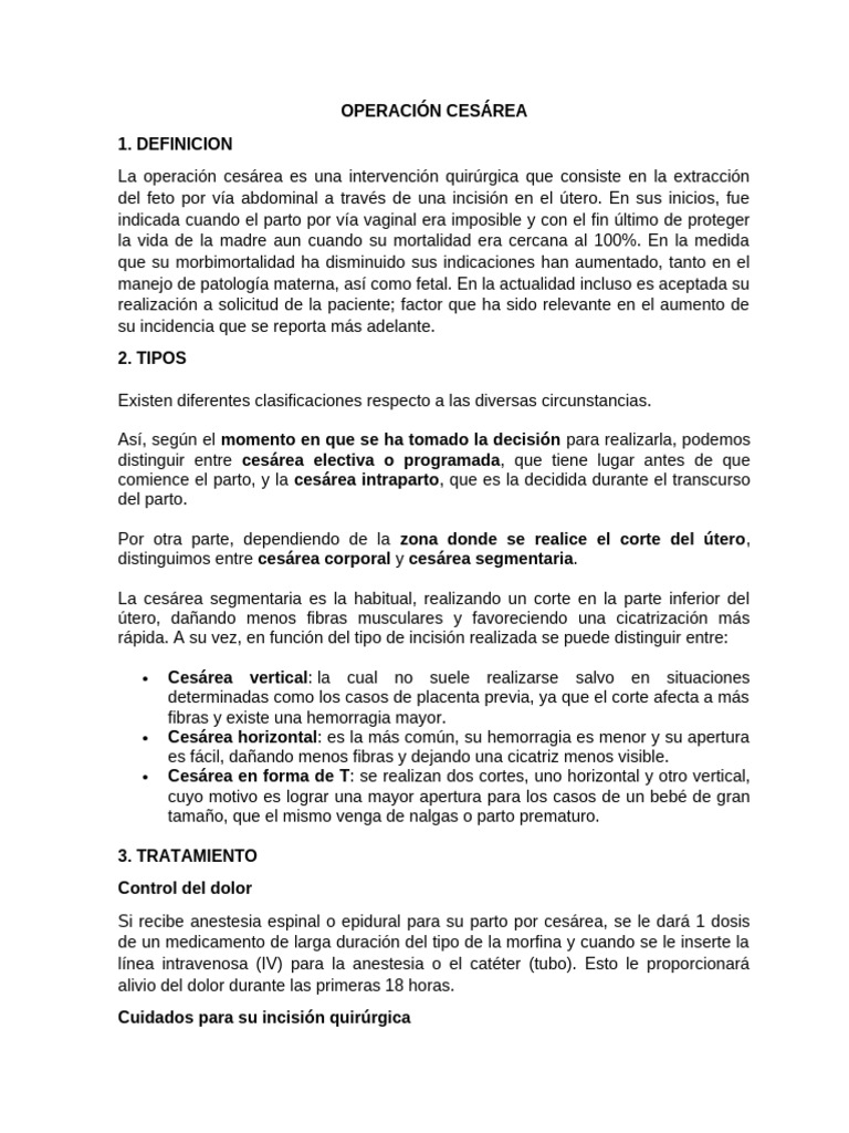 Operación Cesárea | PDF | Seccion de cesárea | Parto