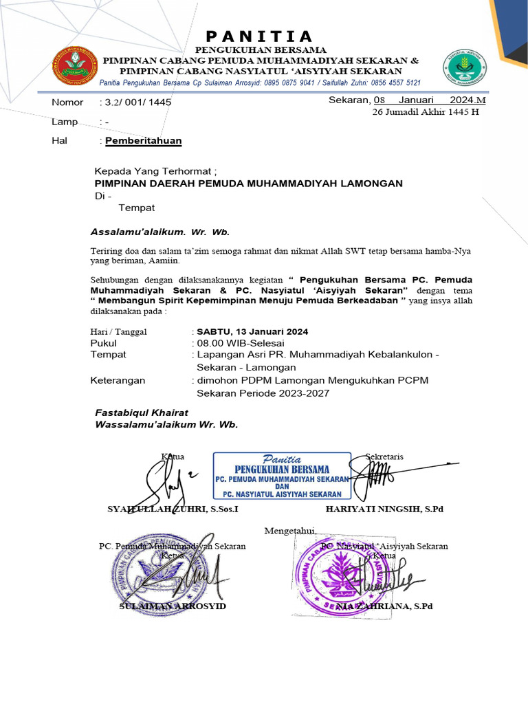 SURAT PEMBERITAHUAN PDPM | PDF