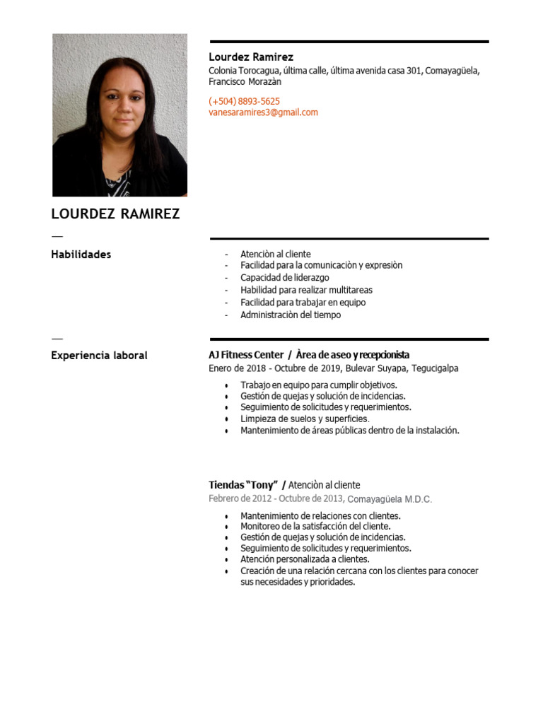 Curriculum Lourdez Ramirez | PDF