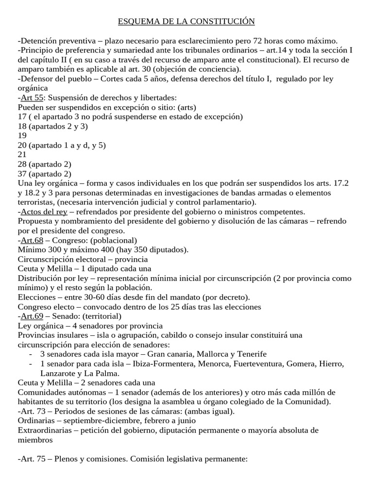 Esquema De La Constitución Pdf Cortes Generales Ley Constitucional