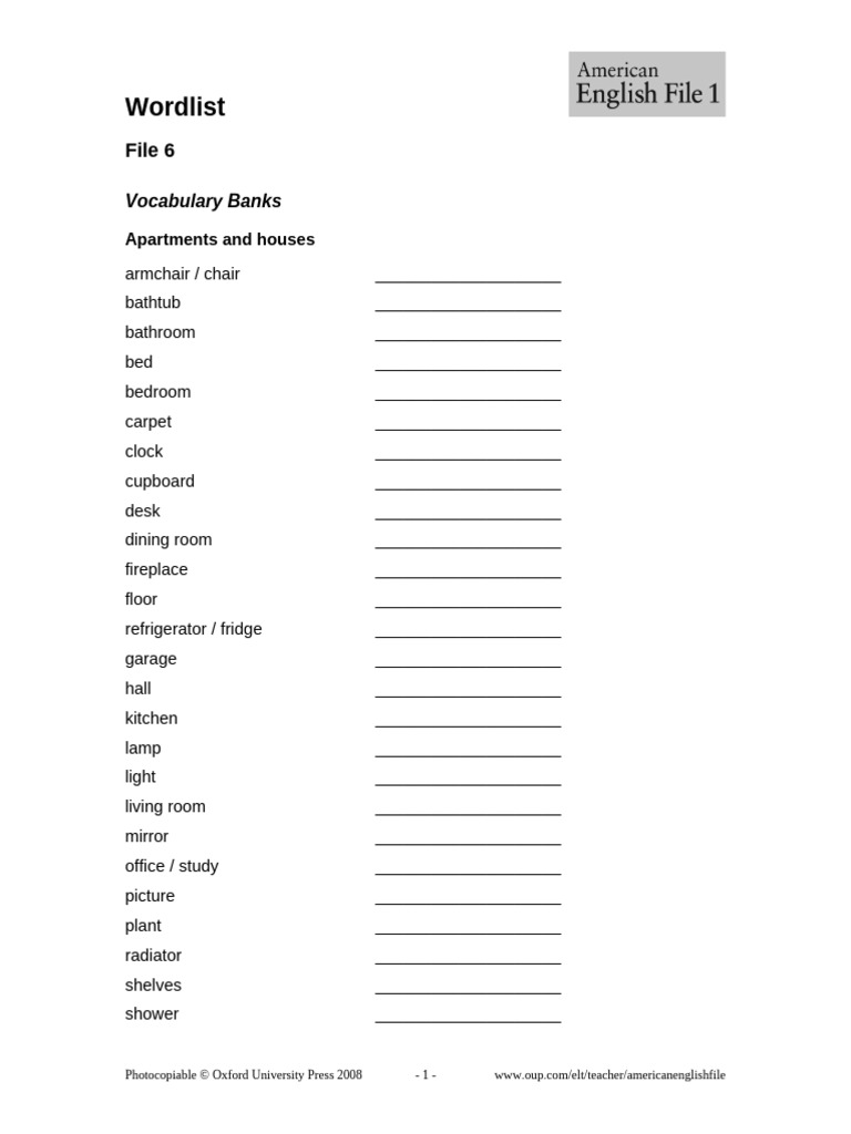 Aef 1 File 6 Wordlist | PDF
