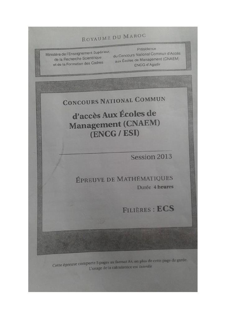 Maths CNAEM 2013 | PDF