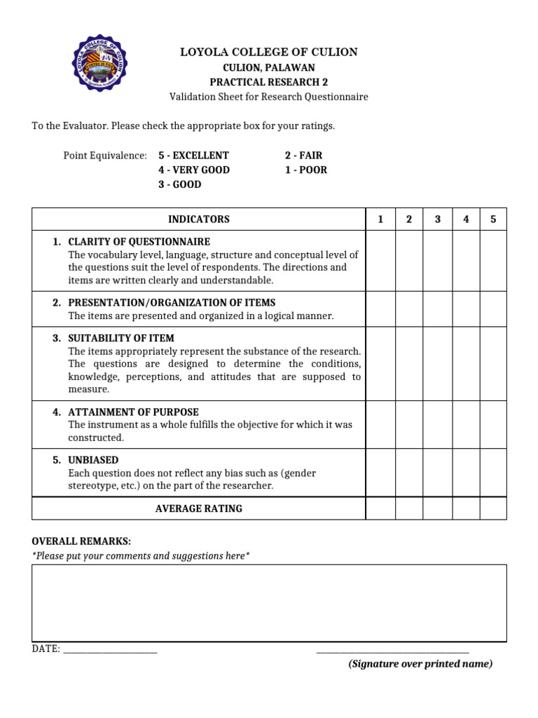 Question Validation Sheet | PDF Question Validation Sheet | PDF