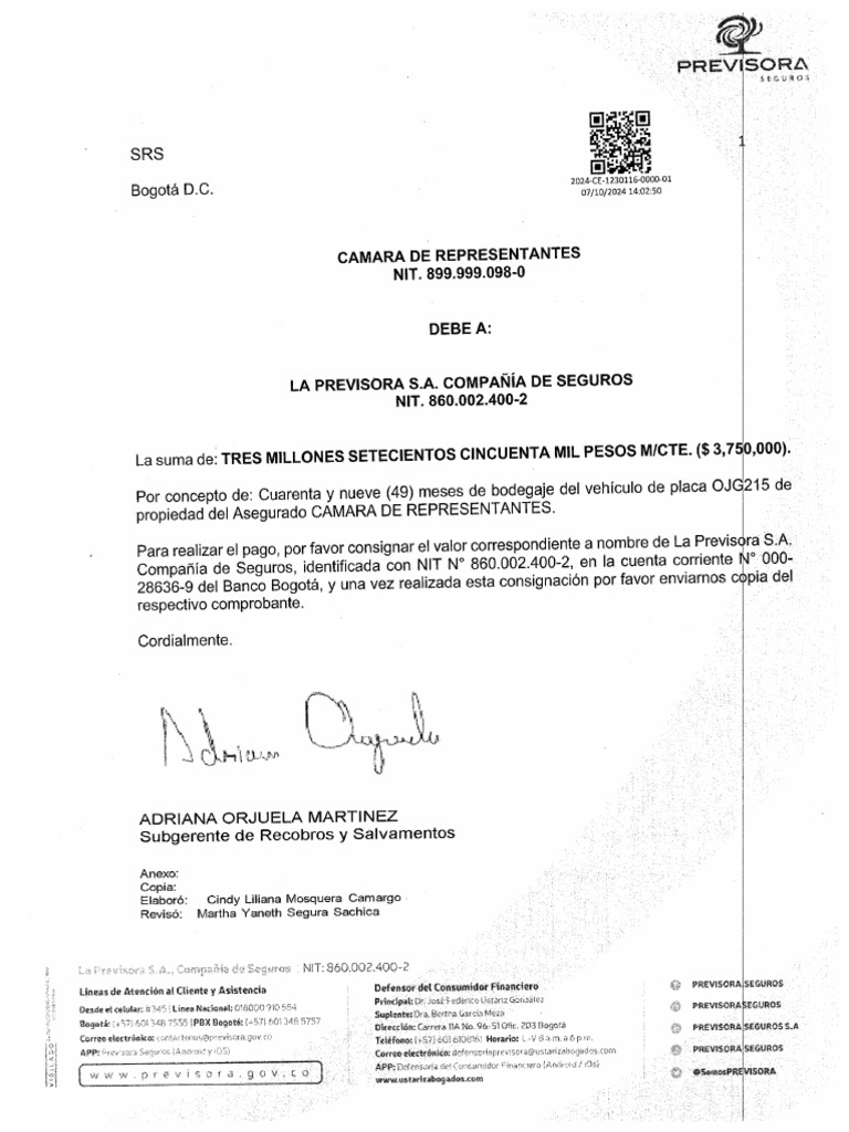 Pago La Previsora S.A. | PDF