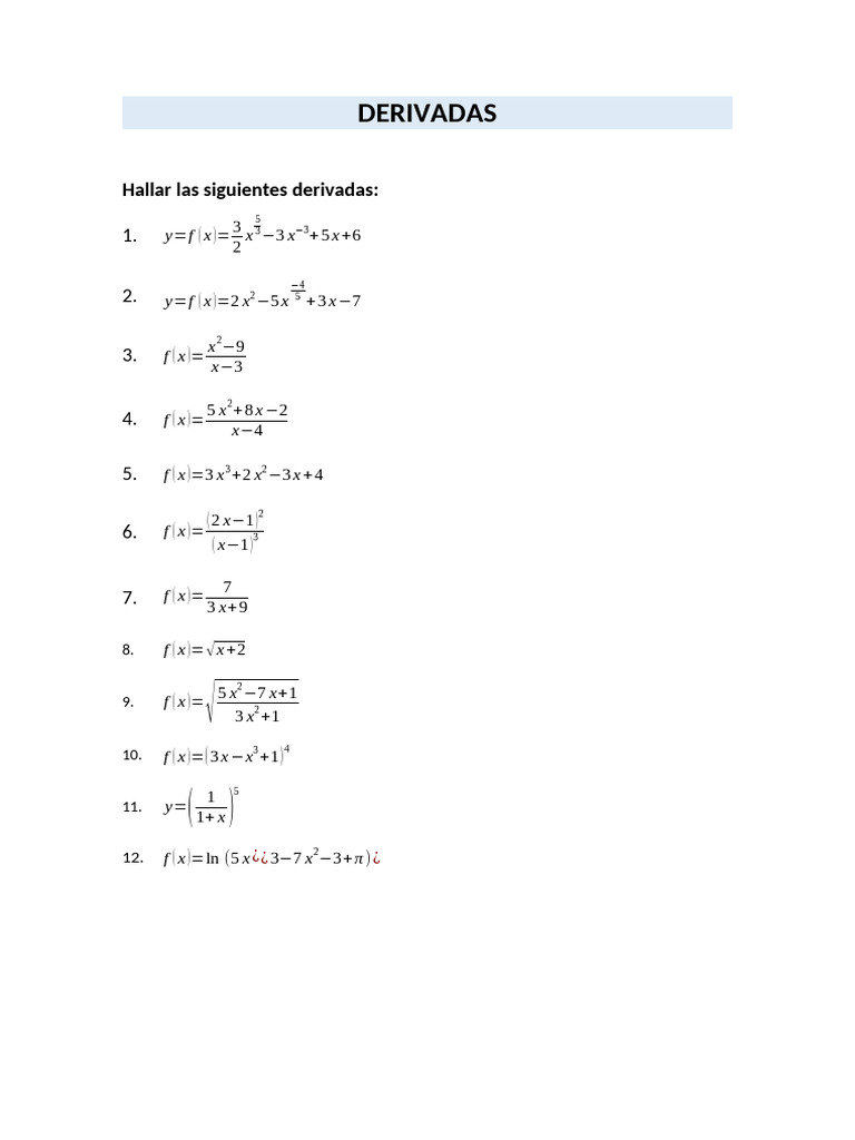 Derivadas Practica | PDF