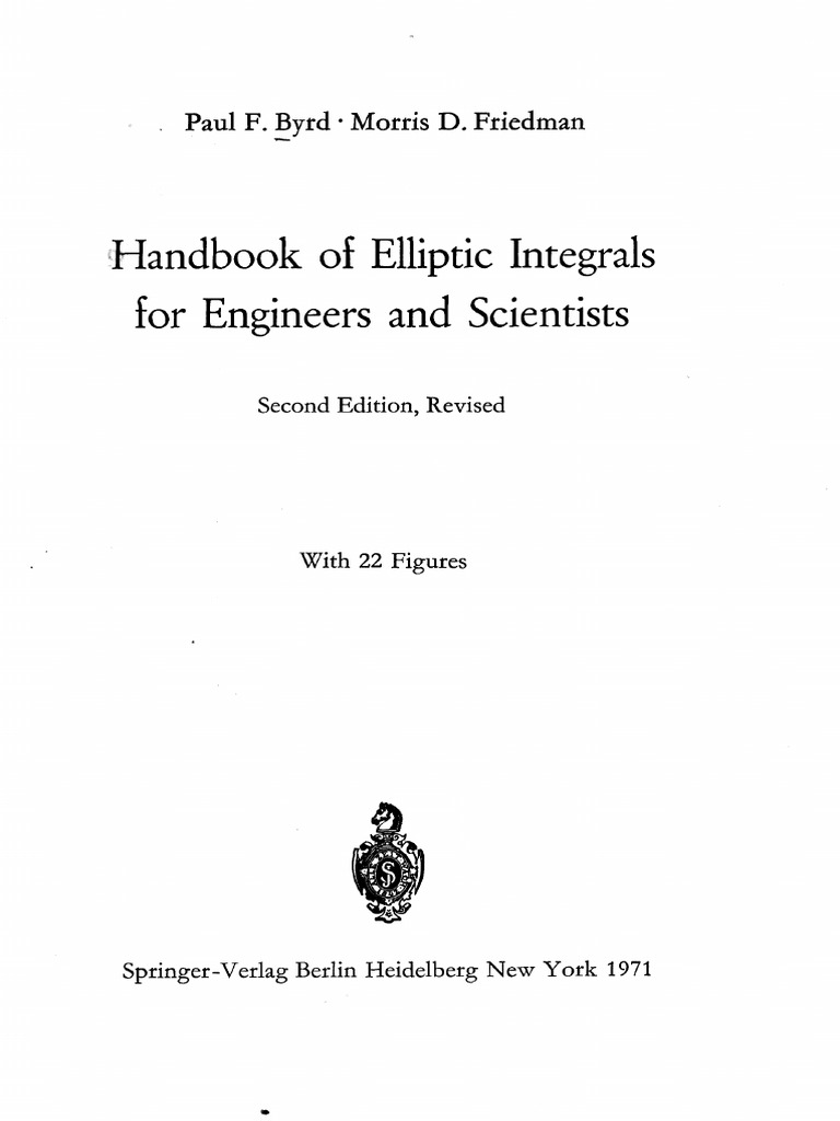 Handbook of Elliptic Integrals | PDF | Integral | Algebra