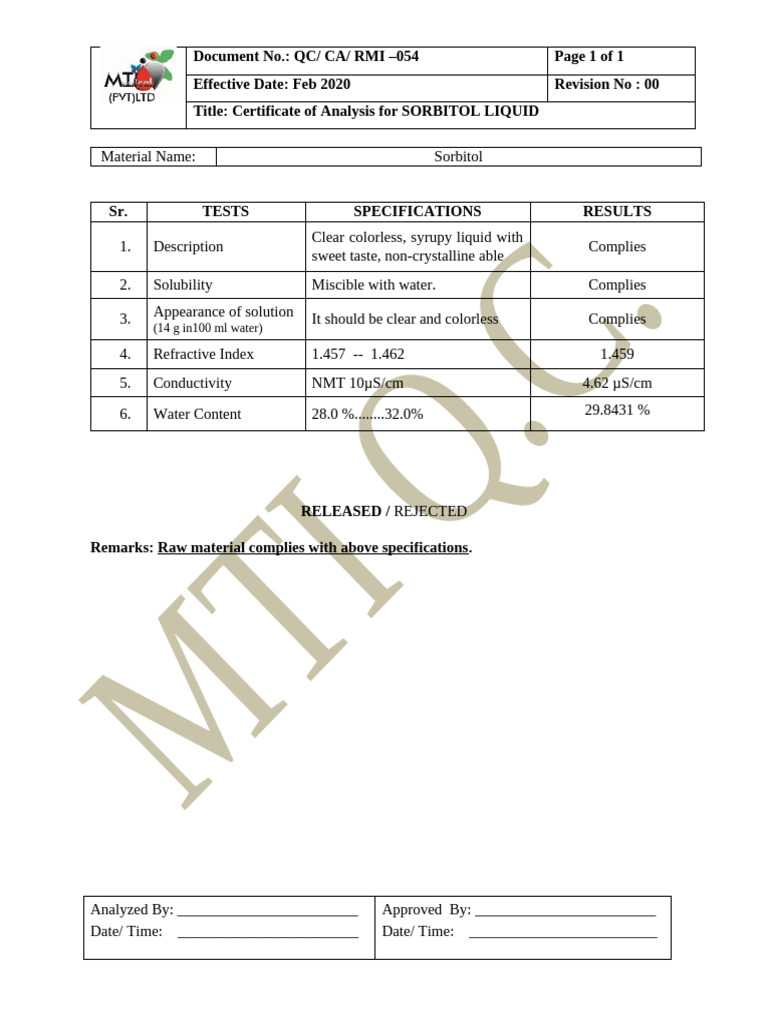 Sorbitol Vendor | PDF | Science & Mathematics