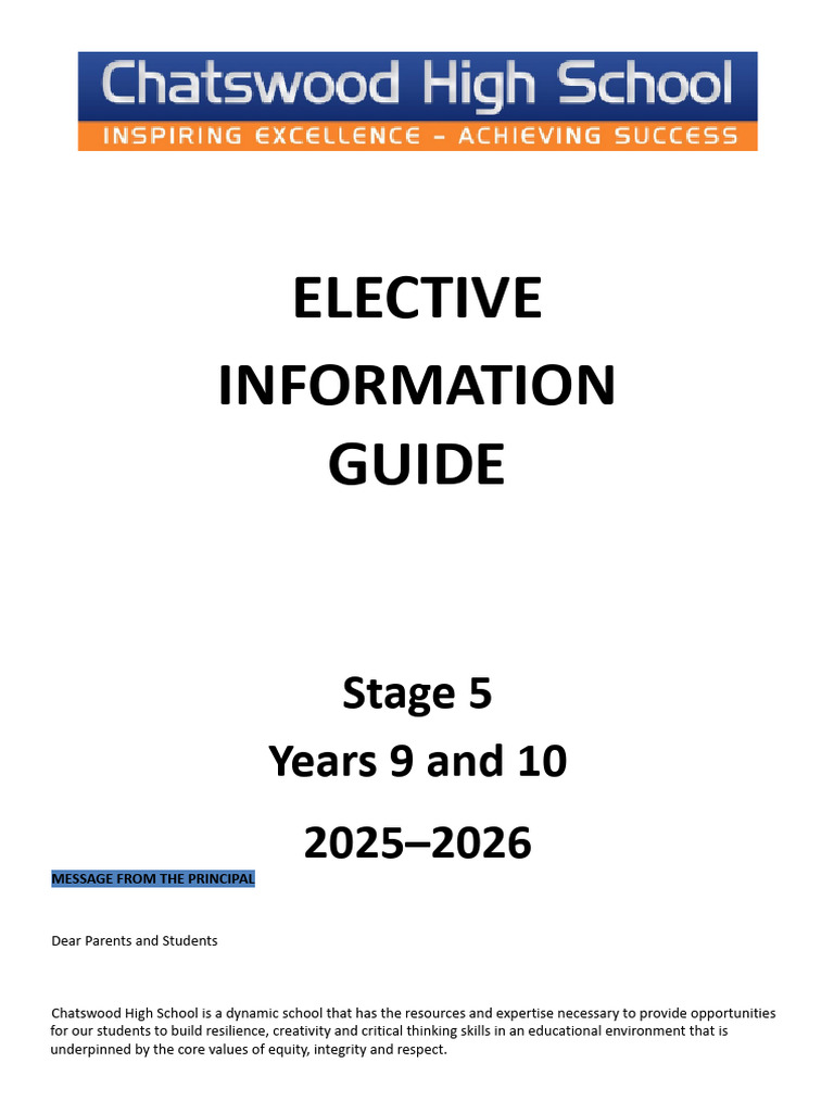 Year 9 Elective Information Guide 2025 | PDF | Multimedia | Theatre