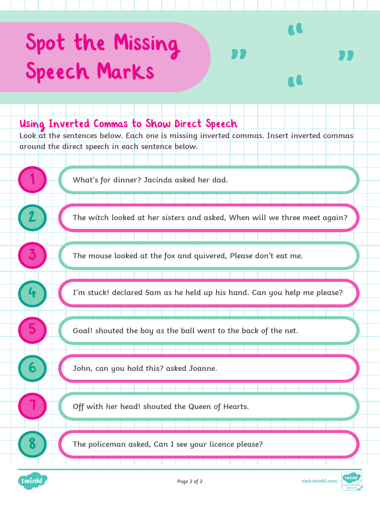 Spot The Missing Speech Marks | PDF