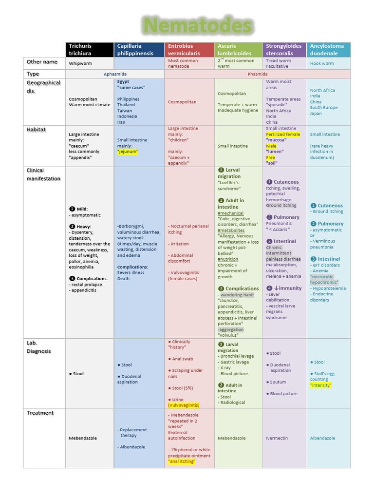Nematodes | PDF | Gastrointestinal Tract | Small Intestine