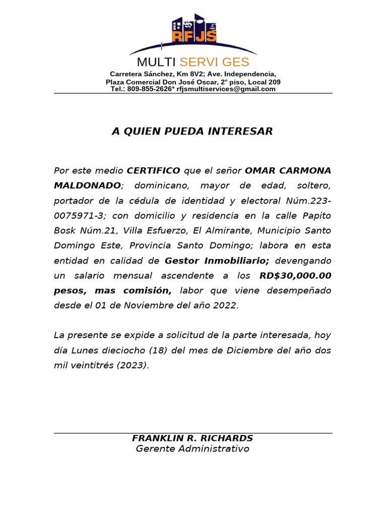 A Quien Pueda Interesar Omar Carmona Maldonado | PDF | Política ...