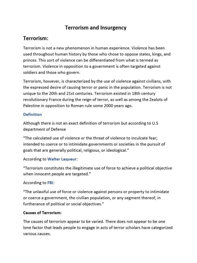 Terrorism and Insurgency | PDF | Violence | Ideologies