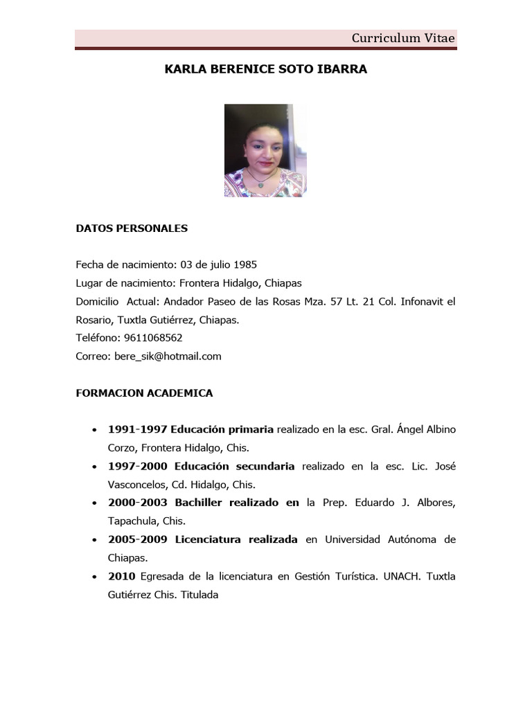 Curriculum Karla C | PDF | Hotel