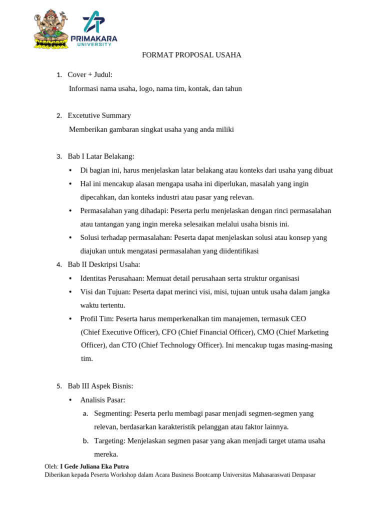 Format Proposal Usaha Terstruktur | PDF