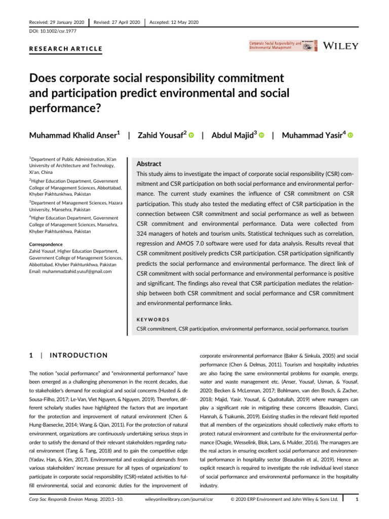 CSR Comitment in CSR & EM 2020 | PDF | Corporate Social Responsibility | Business