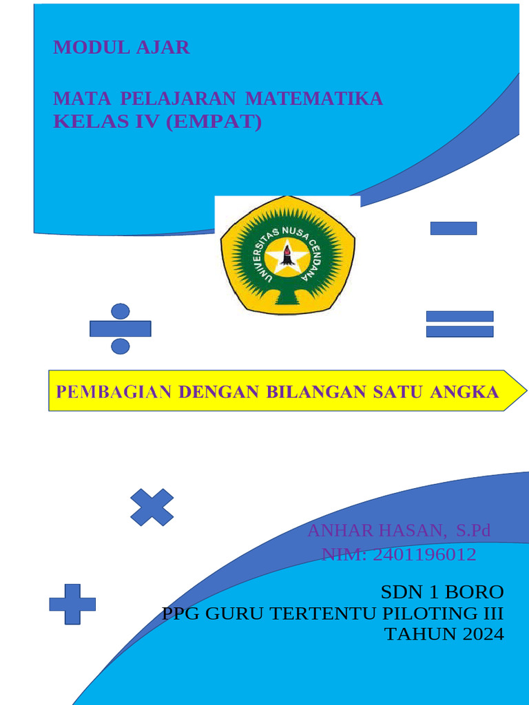 Modul Ajar Matematika Pembagian Kelas 4 | PDF | Kesehatan Holistik