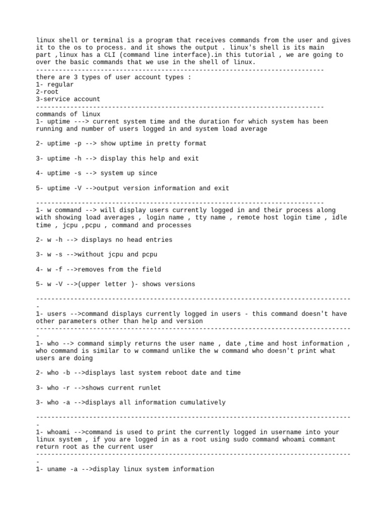 Commands In Sections Pdf Computer File Shell Computing 2559