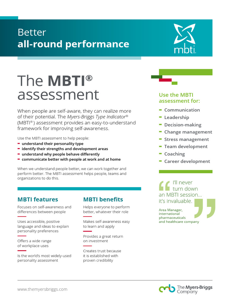 MBTI Product Data Sheet | PDF | Self Awareness